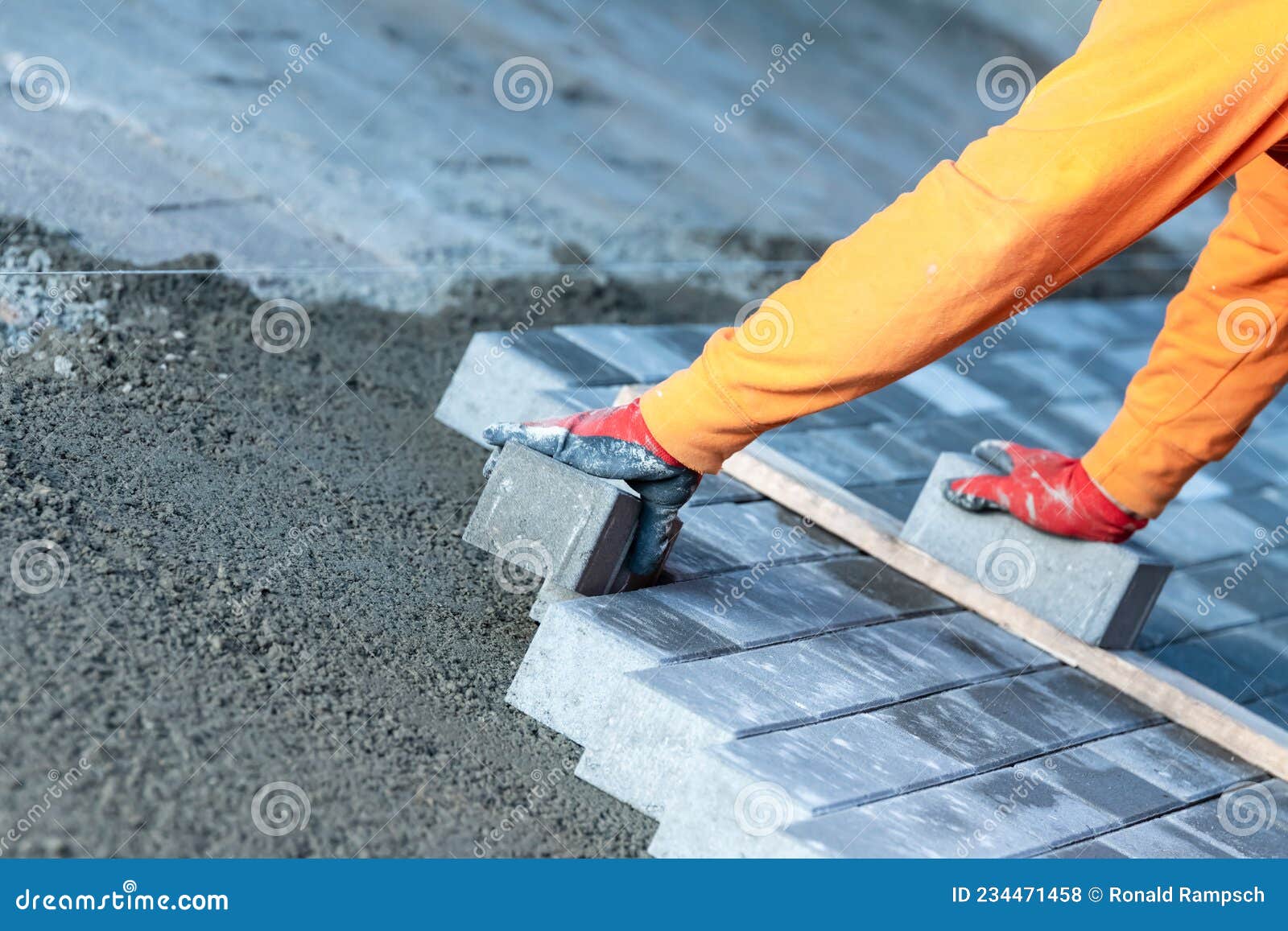 A Worker Lays Paving Stones Stock Photo - Image of craft, work: 234471458