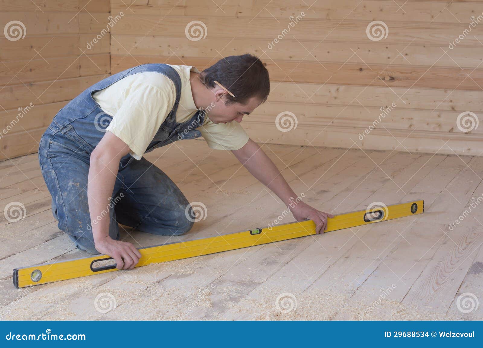 Worker with level. stock photo. Image of level, pencil - 29688534