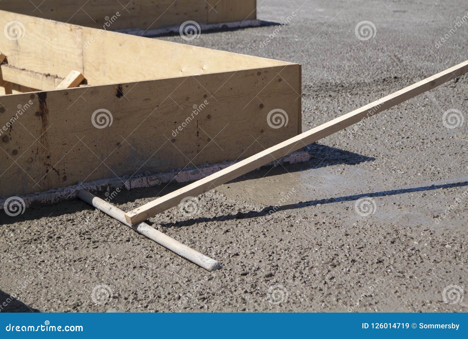 Worker Leveling Fresh Concrete Slab with Special Working Tool Stock ...