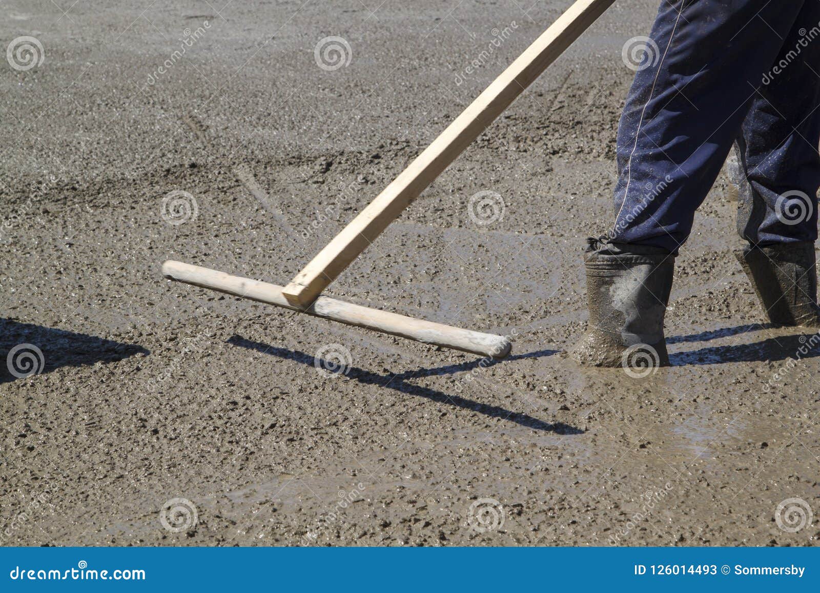 Worker Leveling Fresh Concrete Slab with Special Working Tool Stock ...