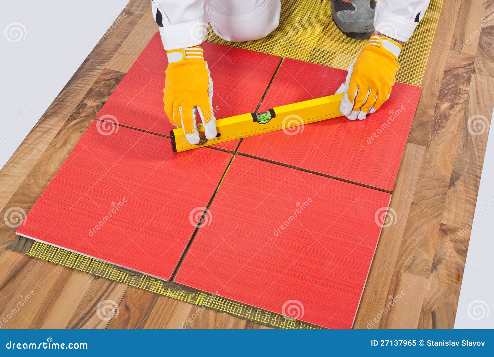 A Worker Levels The Plaster With A Leveler Stock Image | CartoonDealer ...