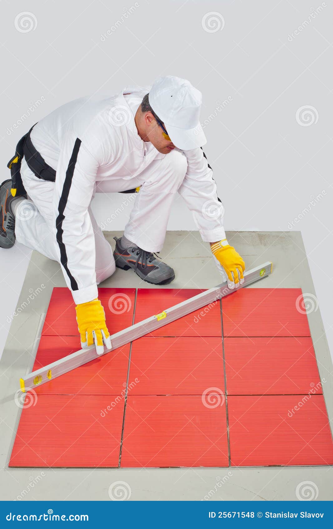 A Worker Levels The Plaster With A Leveler Stock Image | CartoonDealer ...