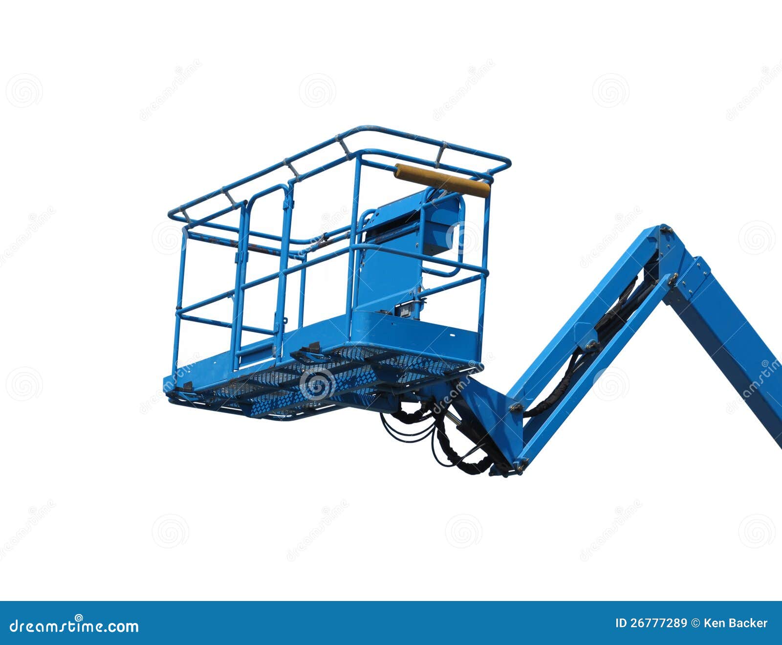 Worker Lift Basket on Arm Isolated. Stock Image - Image of blue ...