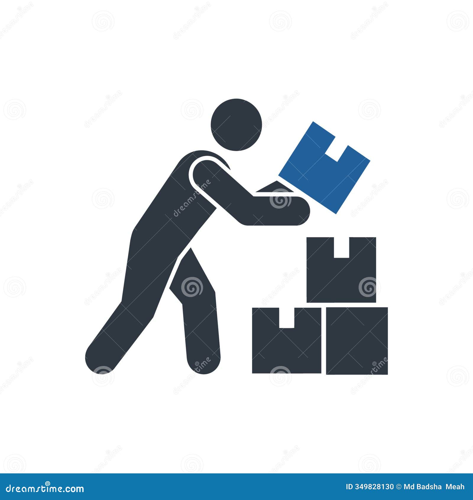 Worker Lifting Boxes Icon stock vector. Illustration of sign - 349828130