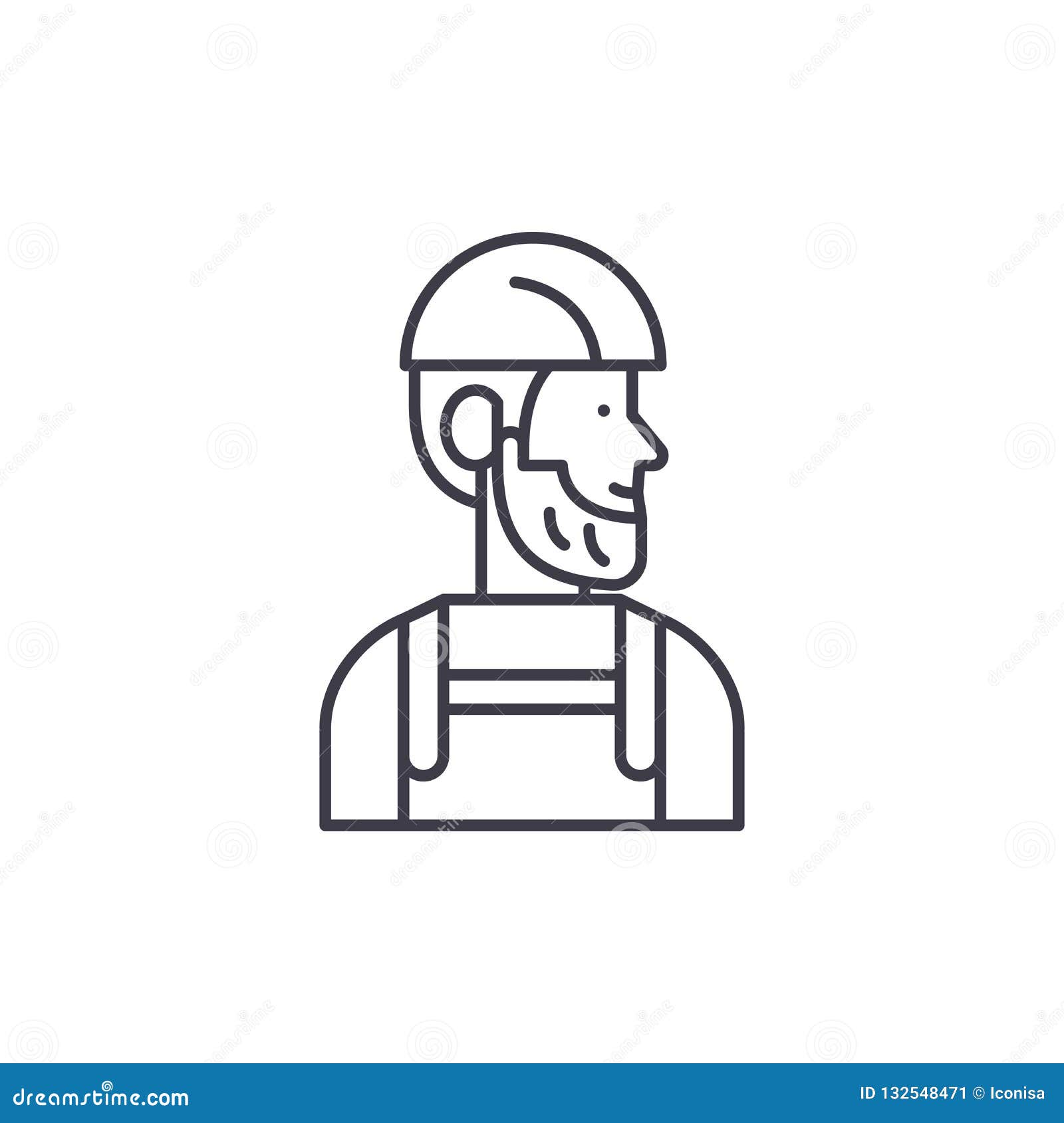 Worker Line Icon Concept. Worker Vector Linear Illustration, Symbol ...