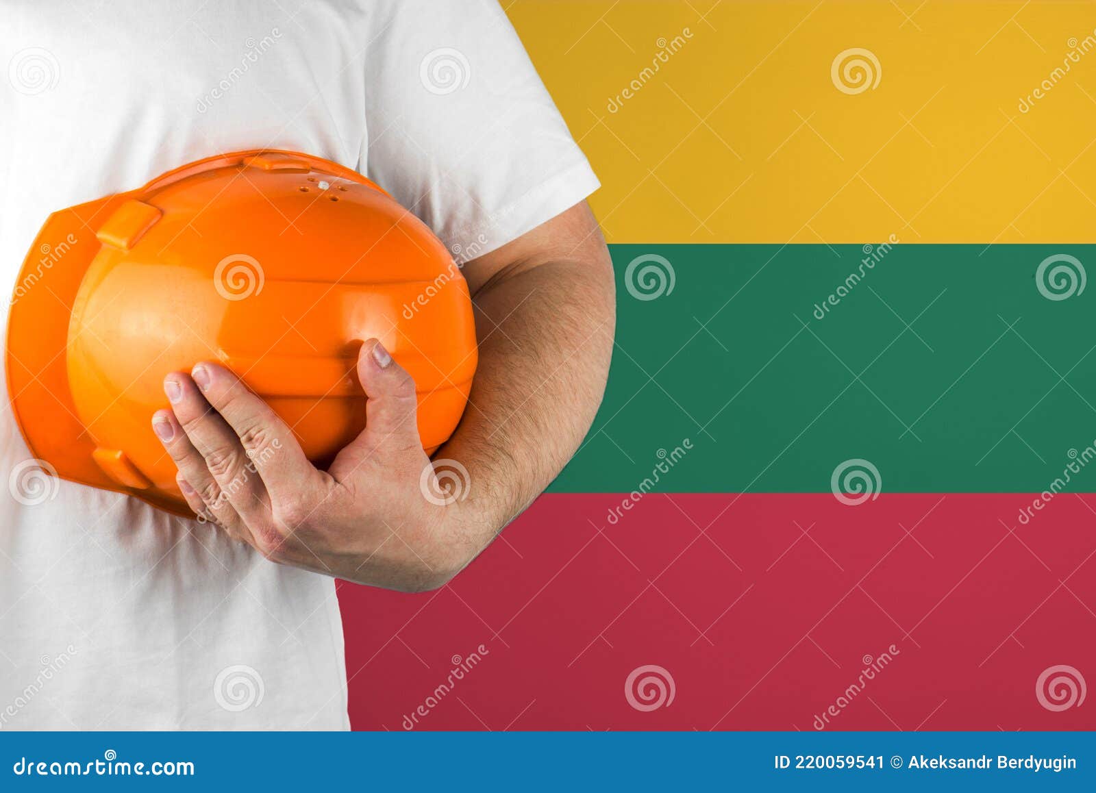 Worker with Lithuania Flag on Background for Working on Labor Day ...