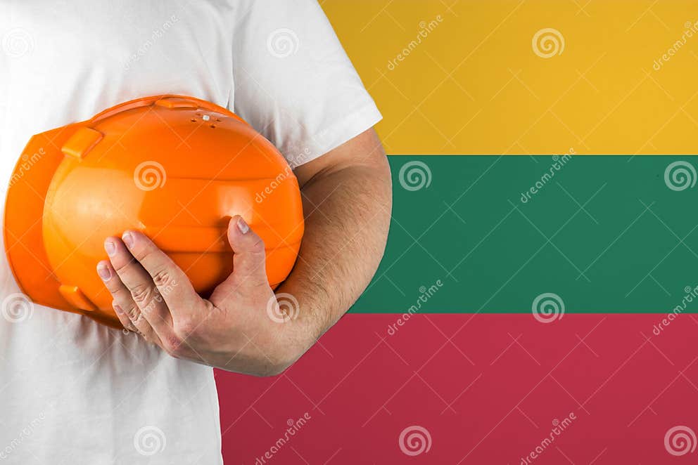 Worker with Lithuania Flag on Background for Working on Labor Day ...