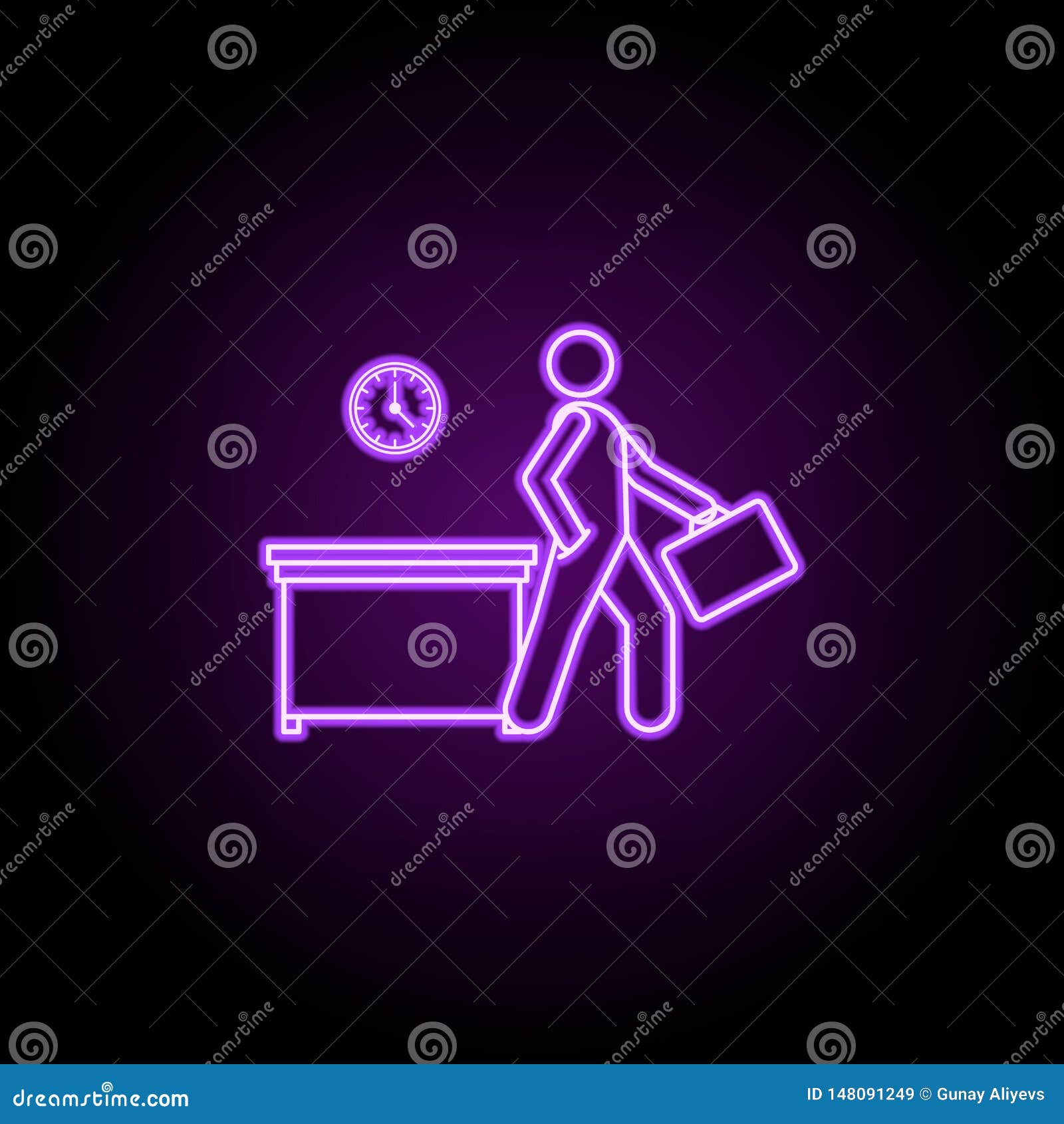 Worker Living Early Neon Icon. Elements of People in the Work Set Stock ...