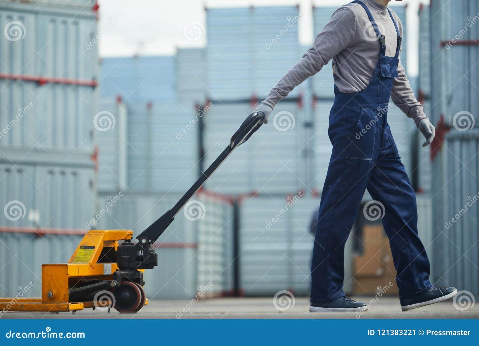 Worker with load cart stock image. Image of loading - 121383221