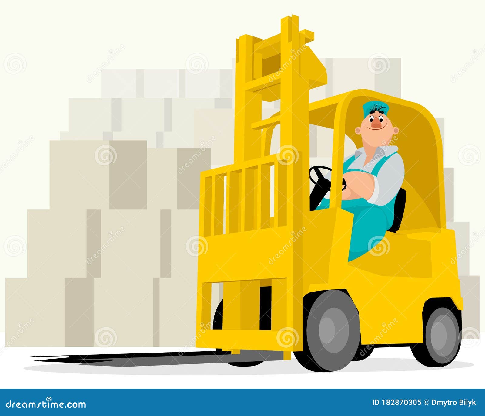 Worker on a loader stock illustration. Illustration of distribution ...