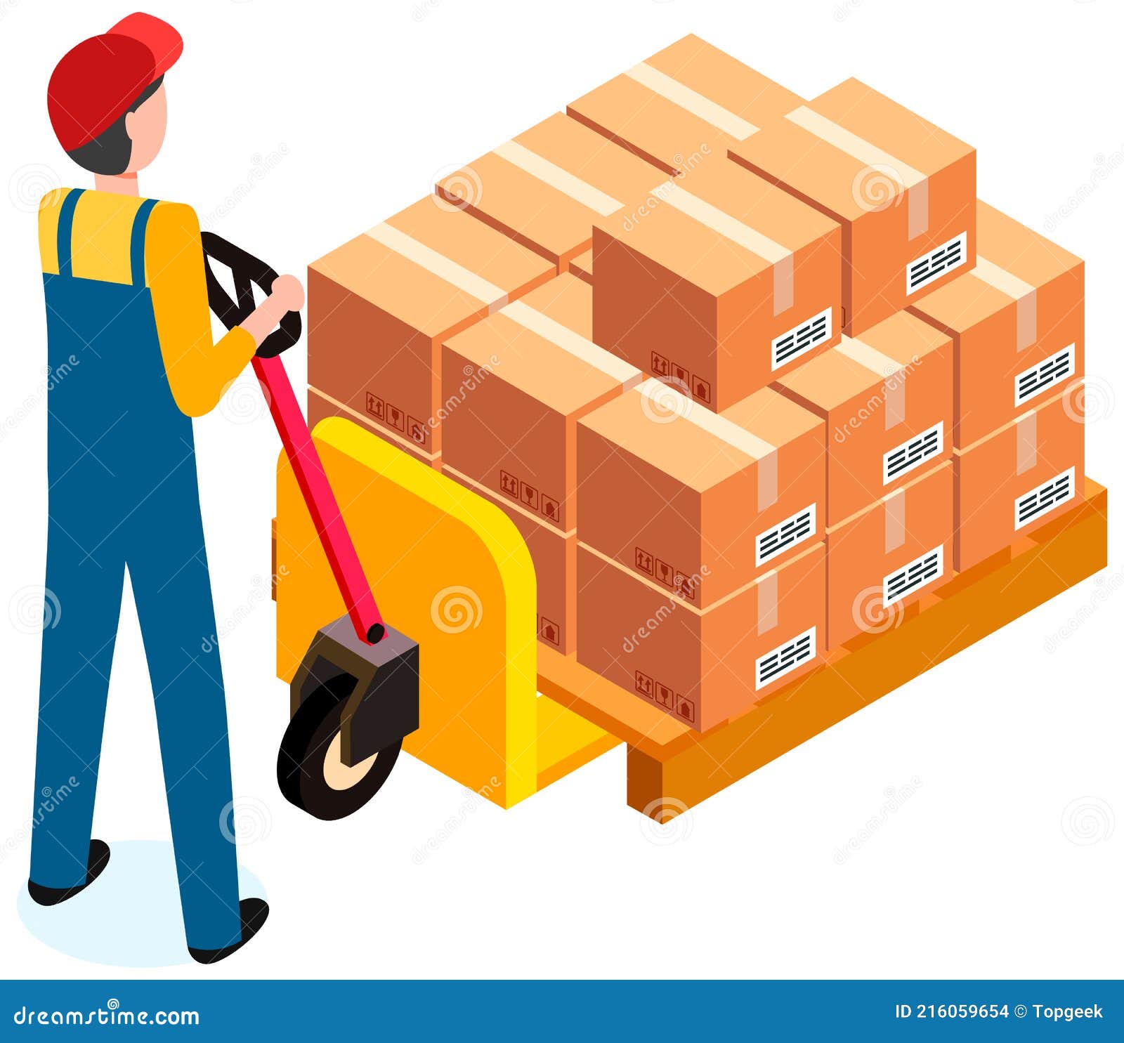 3D Worker Loading Or Unloading A Container Stock Illustration ...