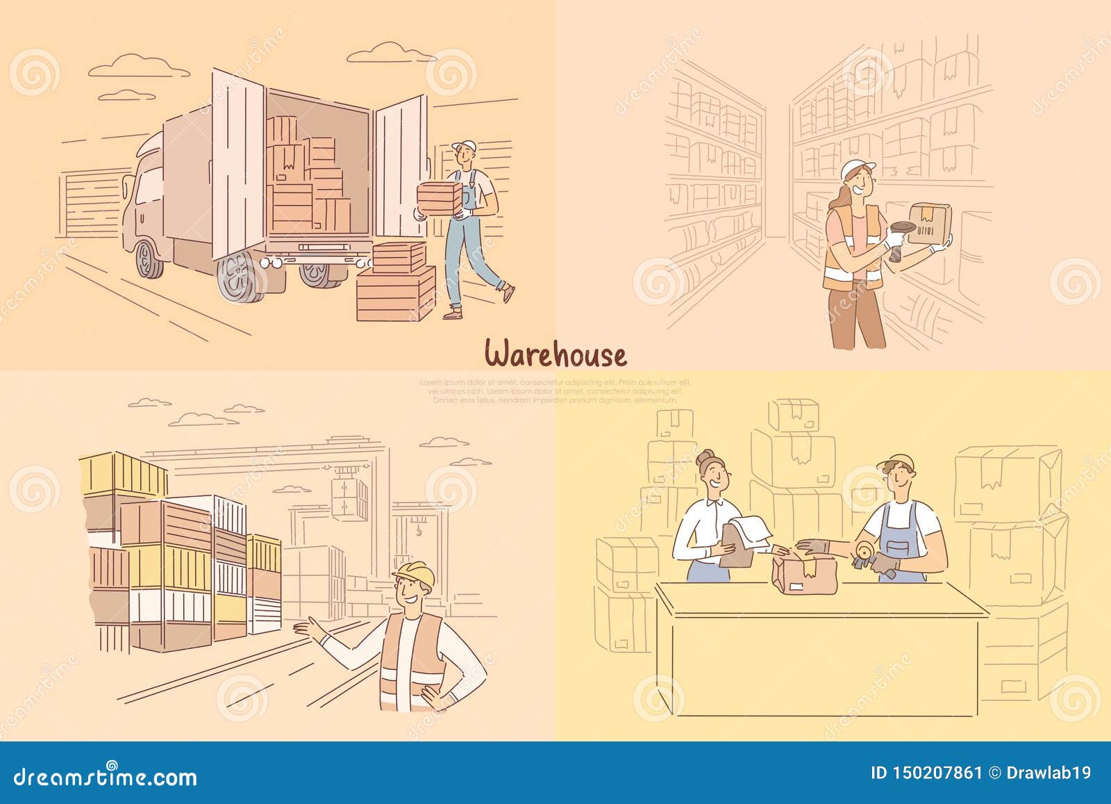 Worker Loading Crates Into Back Of Truck, Woman In Uniform Scanning ...