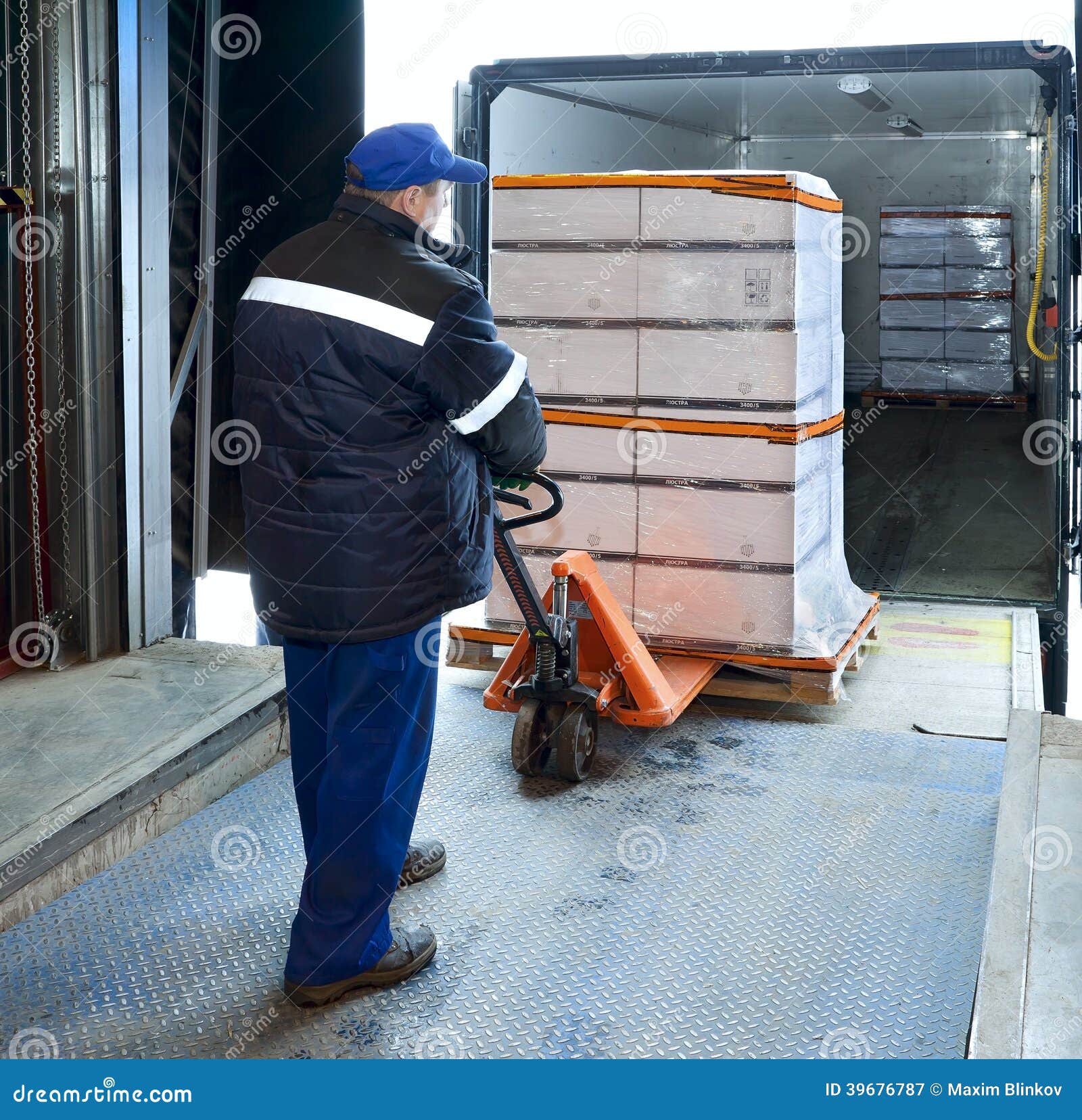 Worker loading on truck stock image. Image of male, stacking - 39676787