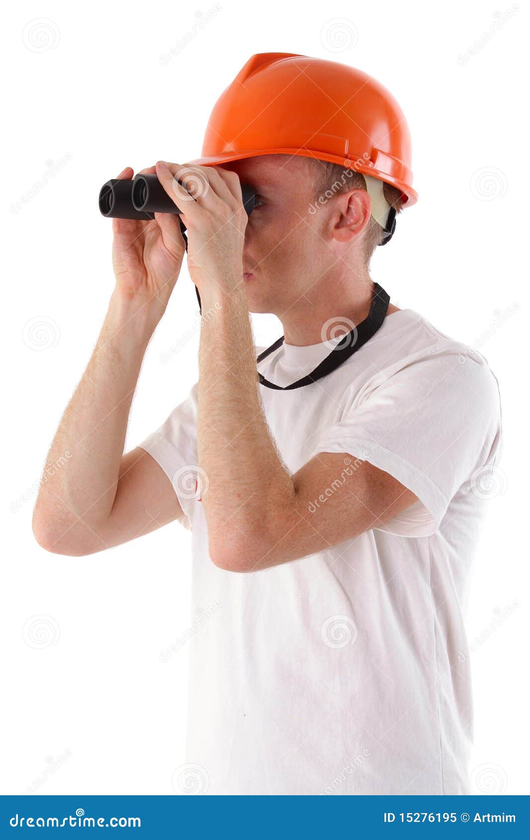 Worker Looking through Binoculars Stock Image - Image of craftsman ...