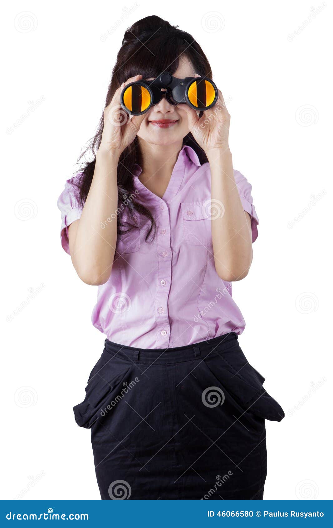 Worker Looking Her Vision with Binocular Stock Photo - Image of person ...