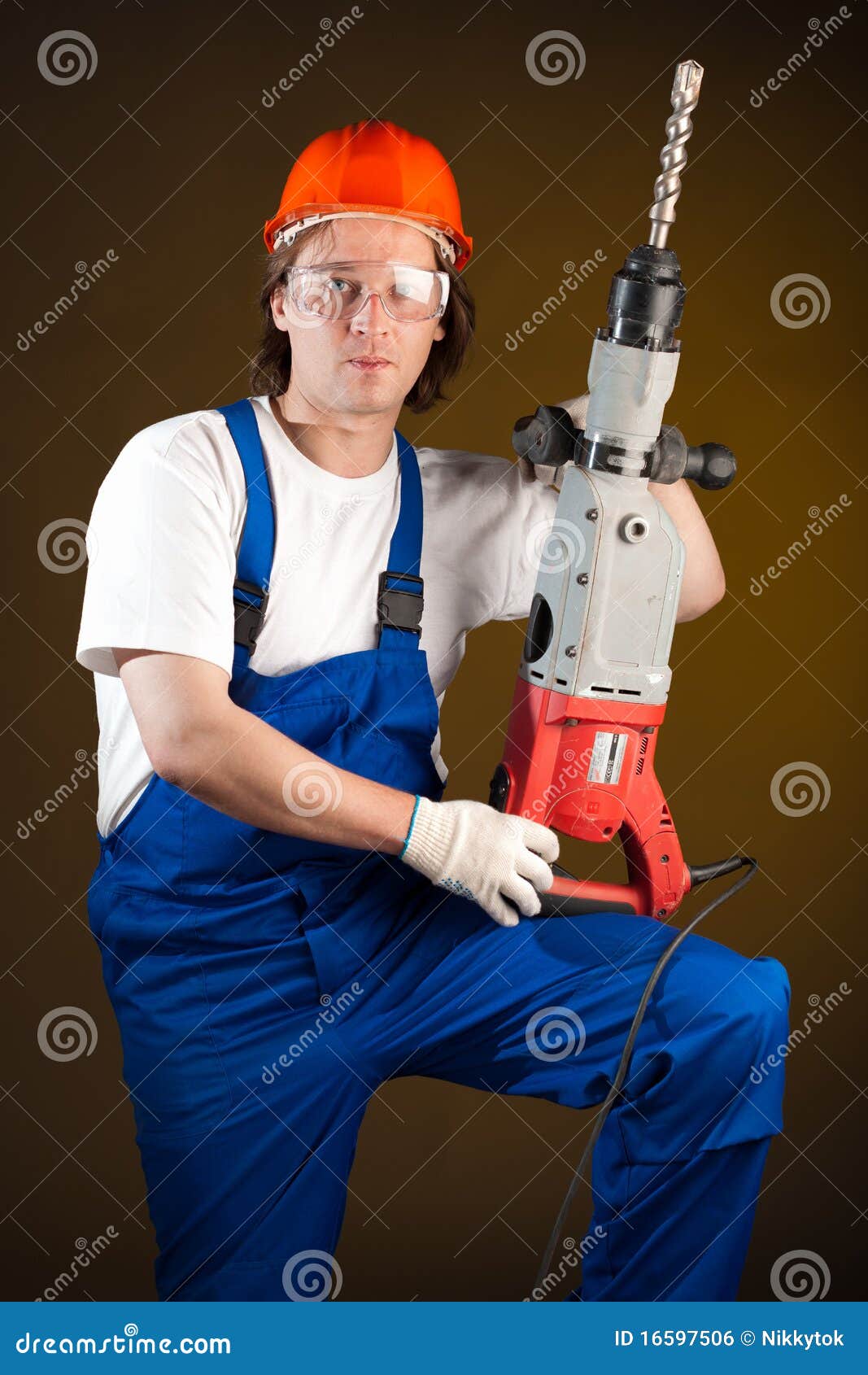 Worker with a Machine Drill Stock Photo - Image of tool, builder: 16597506