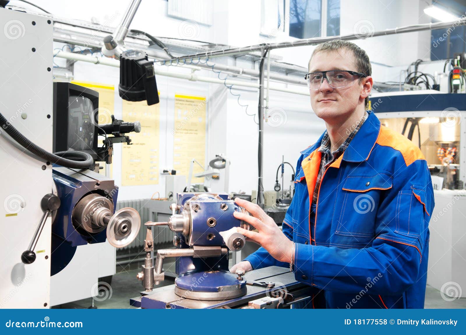 Worker at Machine Tool Operating Stock Photo - Image of mechanical ...