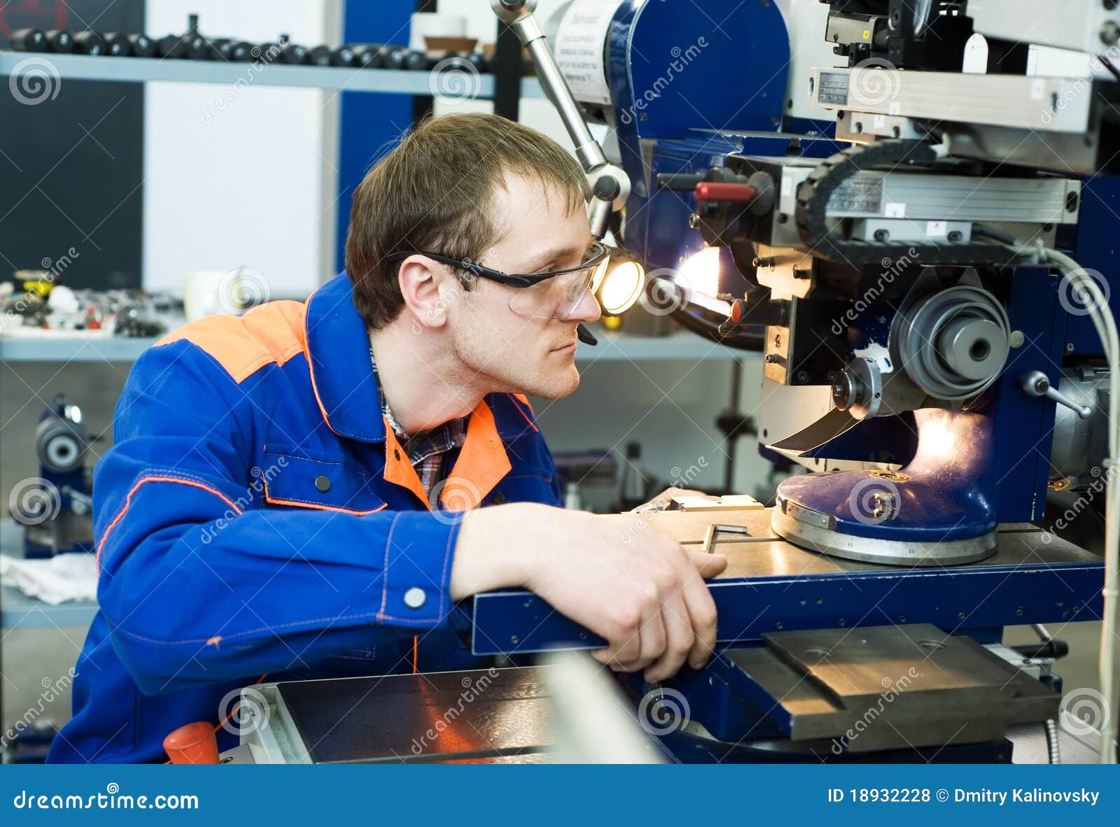Worker at Machine Tool Operating Stock Photo - Image of machining ...
