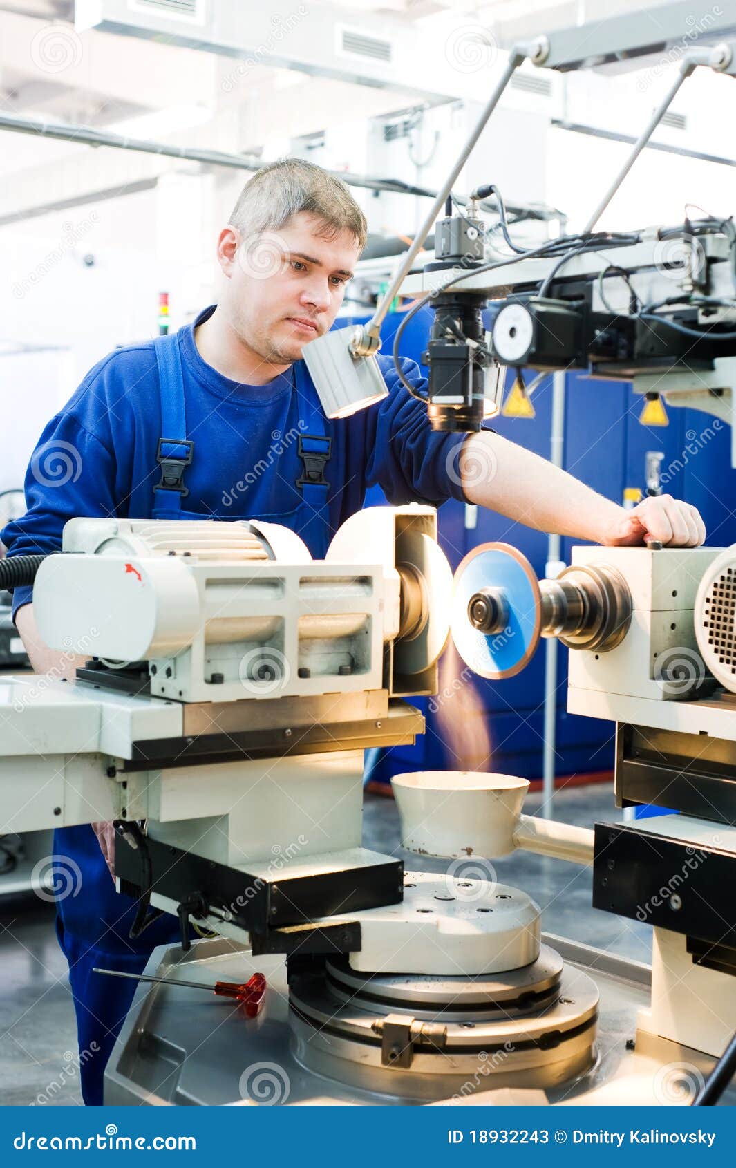 Worker at Machine Tool Operating Stock Image - Image of manufacturing ...