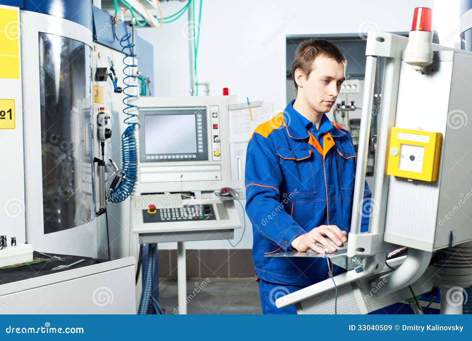 Worker at Machine Tool in Workshop Stock Image - Image of person ...