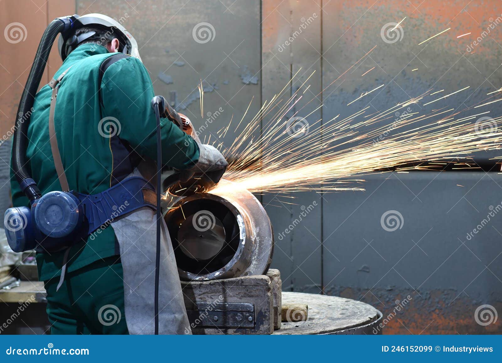 Worker Machined Workpiece Casting with a Grinding Machine - Work Safety ...