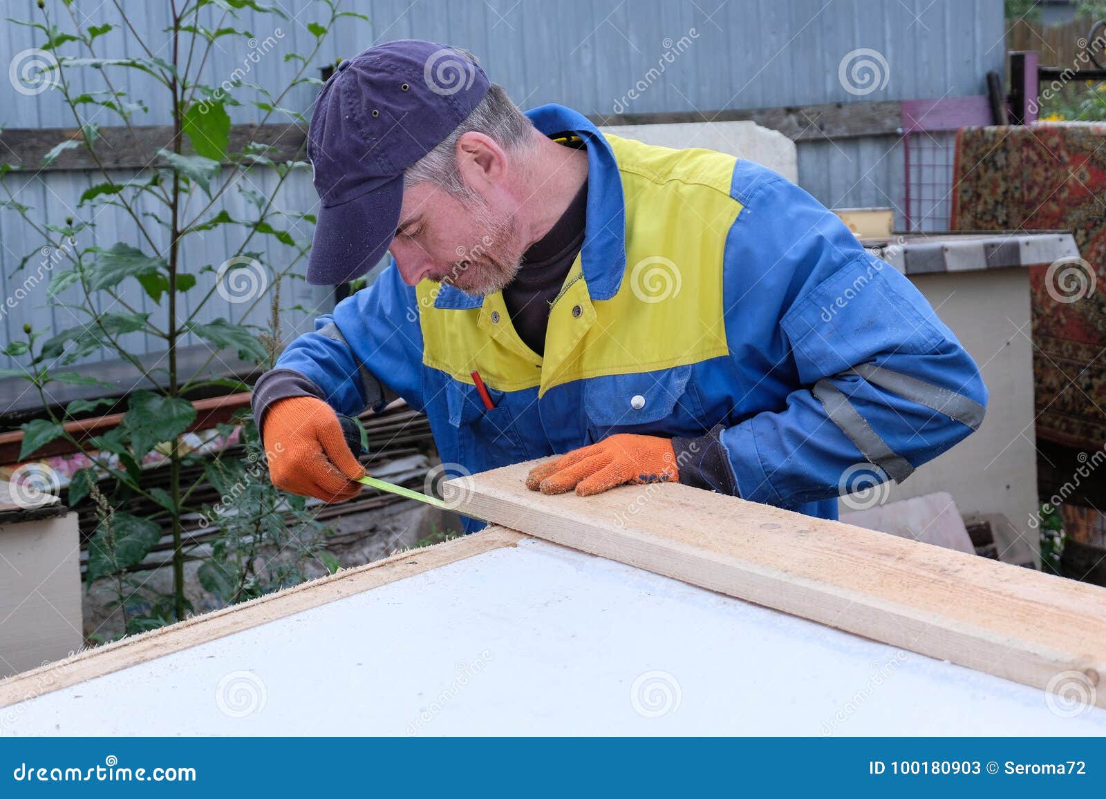 Worker makes repairs stock image. Image of hammer, instrument - 100180903