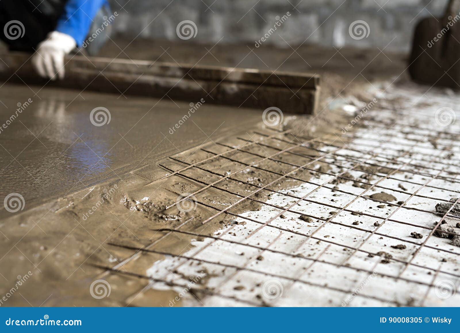 Worker Making Cement Screed on the Floor View Stock Image - Image of ...