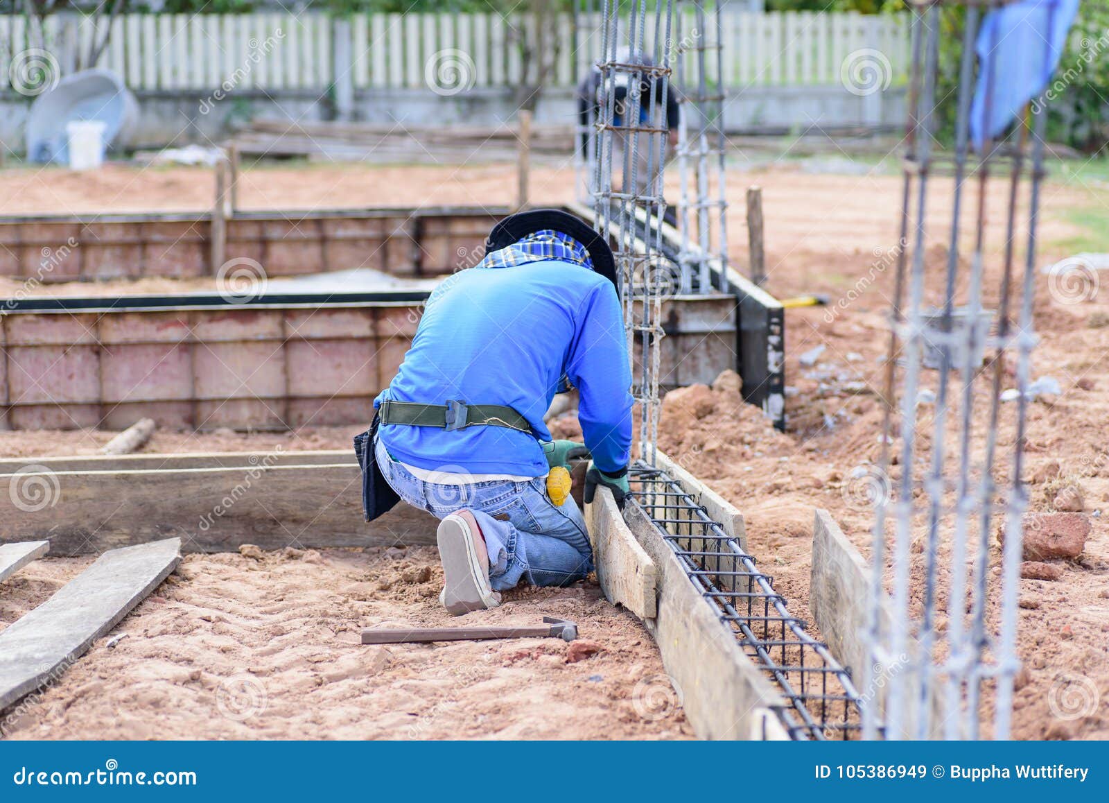 The Worker Making Formwork at Construction Site Stock Image - Image of ...