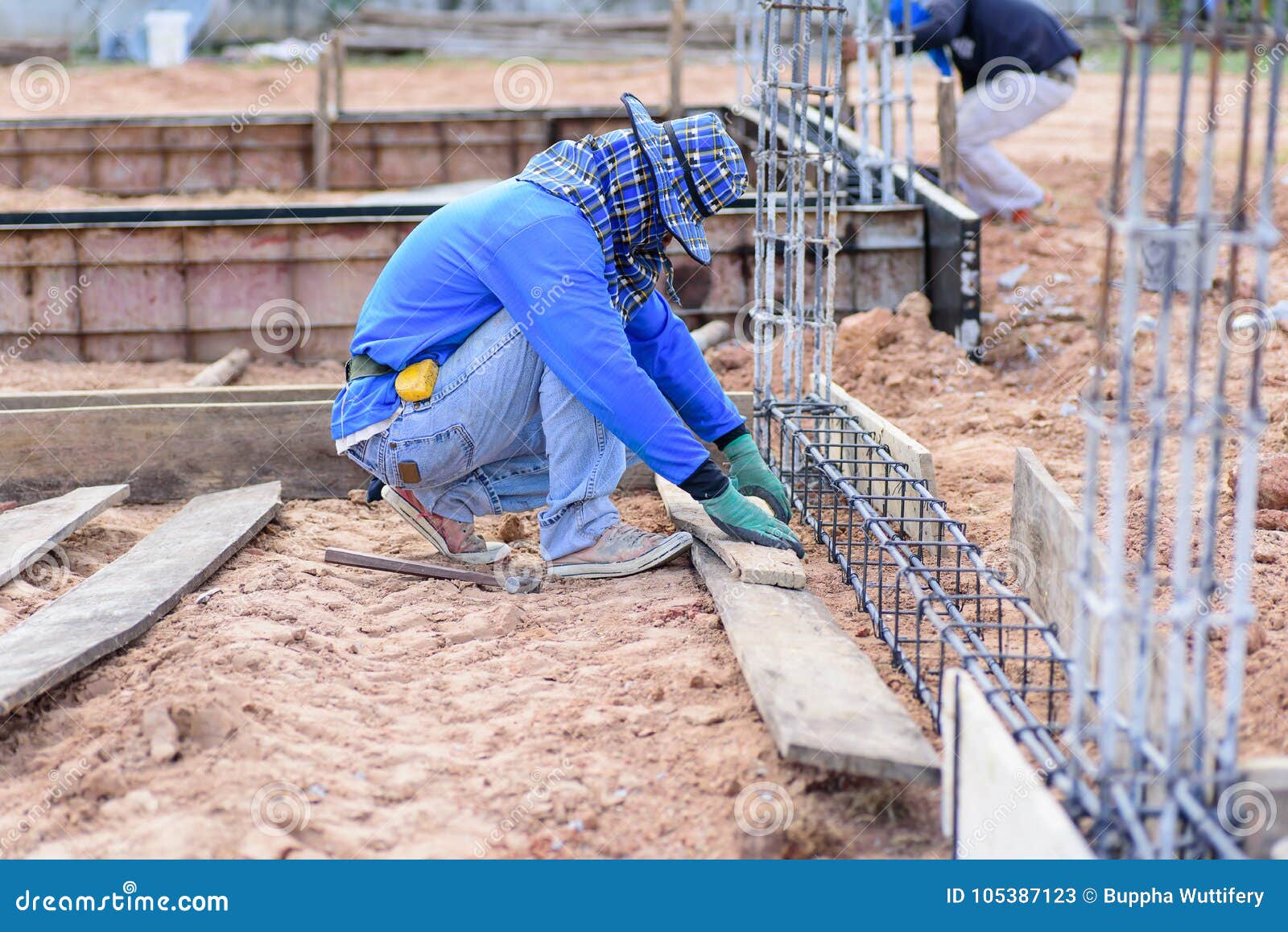 The Worker Making Formwork at Construction Site Stock Image - Image of ...