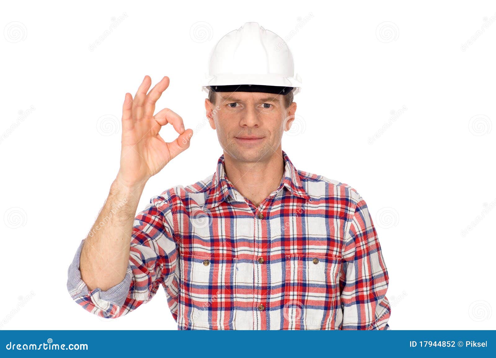 Worker making OK sign stock photo. Image of agreed, male - 17944852