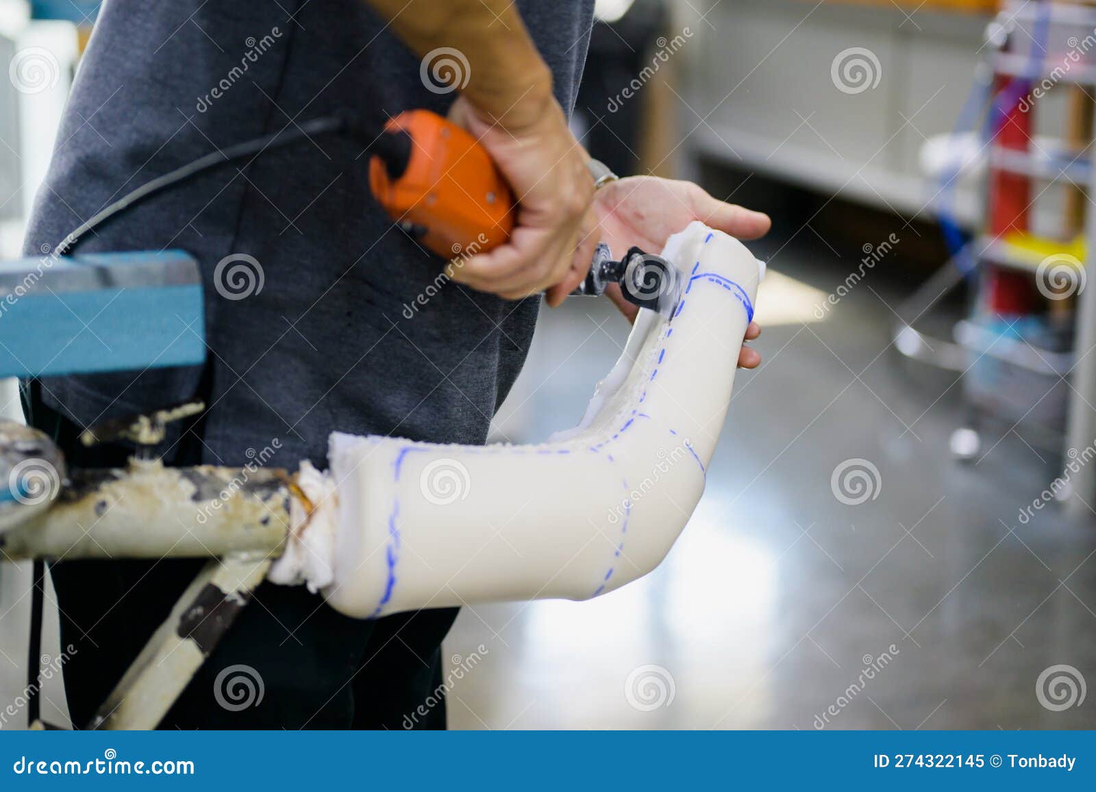 Worker Making Plaster Cast for Socket at Prosthetic Factory Stock Image ...