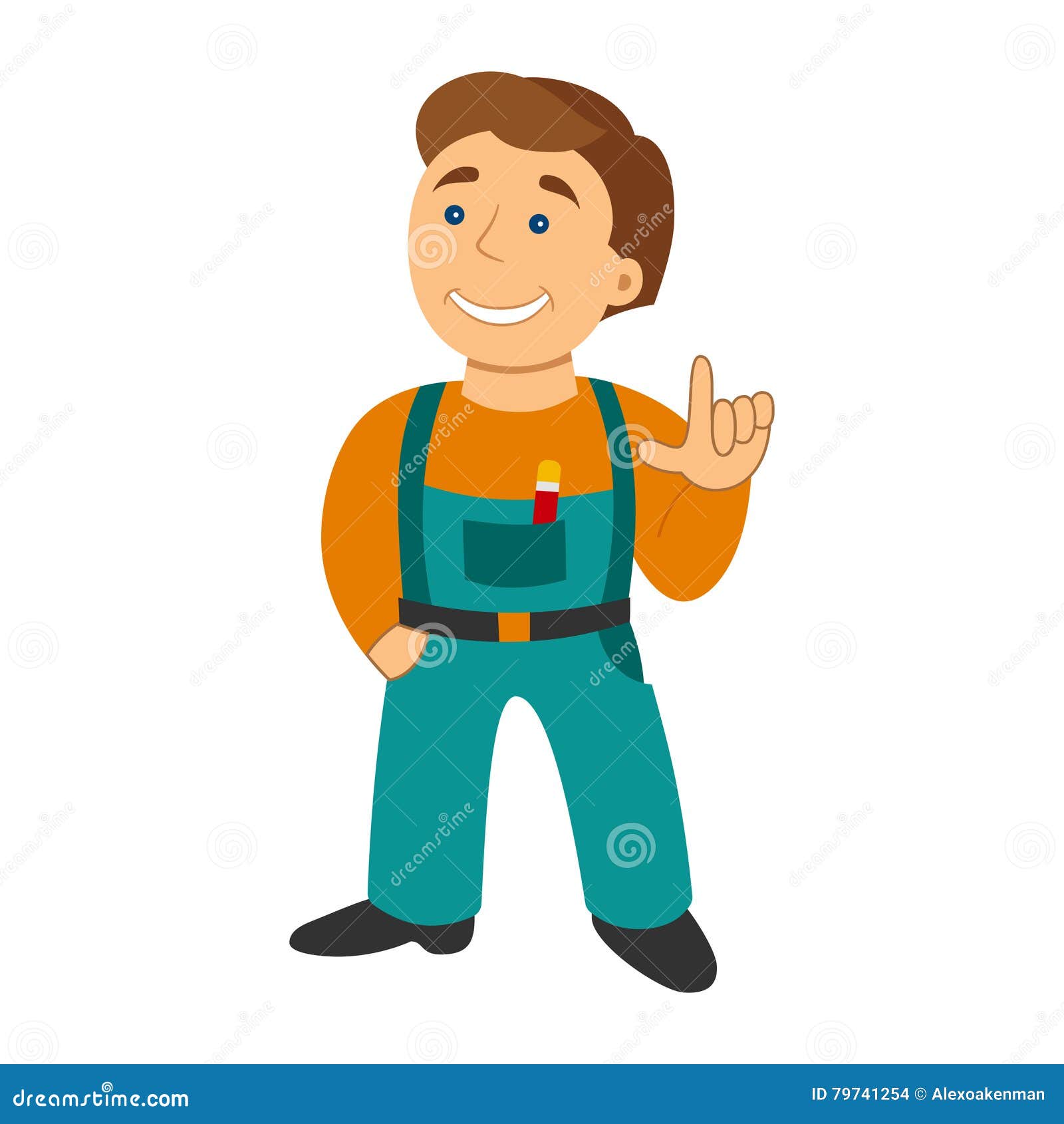 Worker Man in Cartoon Flat Style Isolated on White Stock Vector ...