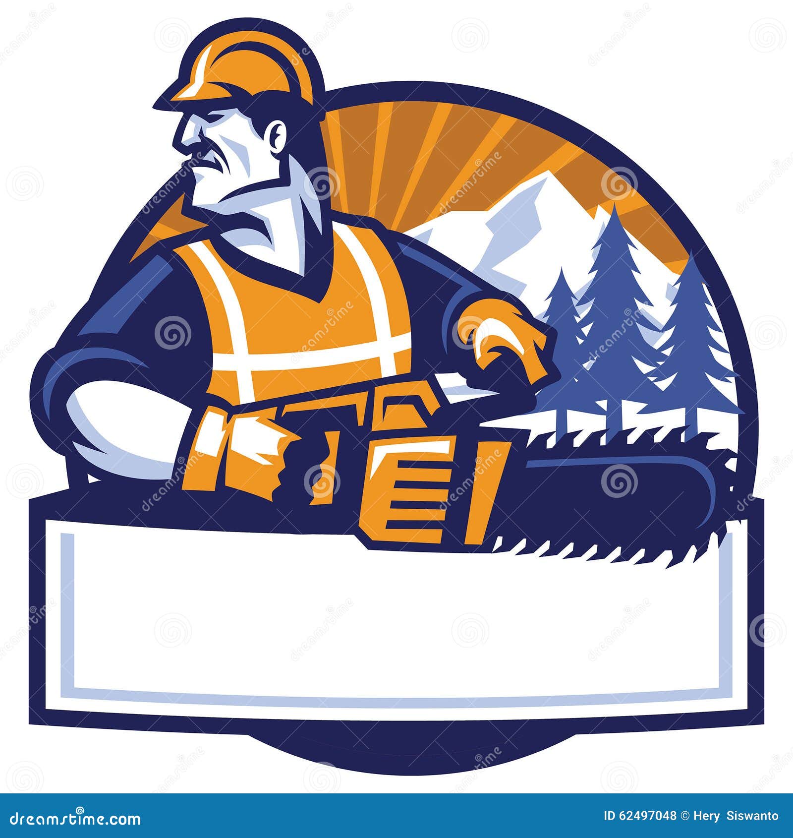 Worker Chainsaw Cartoon Illustration | CartoonDealer.com #325726853