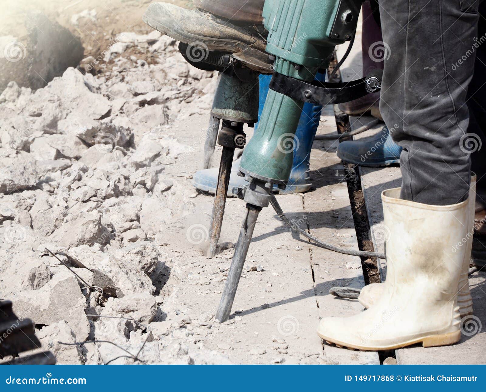 A Worker Man Drilling in Concrete Stock Photo - Image of floor, people ...