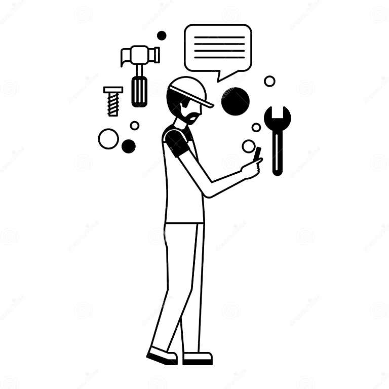 Worker Man Employee Tools on White Background Stock Vector ...