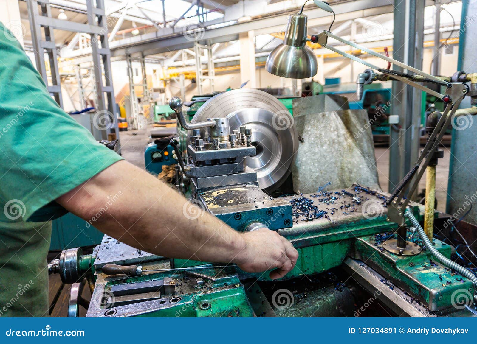 The Worker, the Man, Makes Mechanical Actions of the Machine Control ...