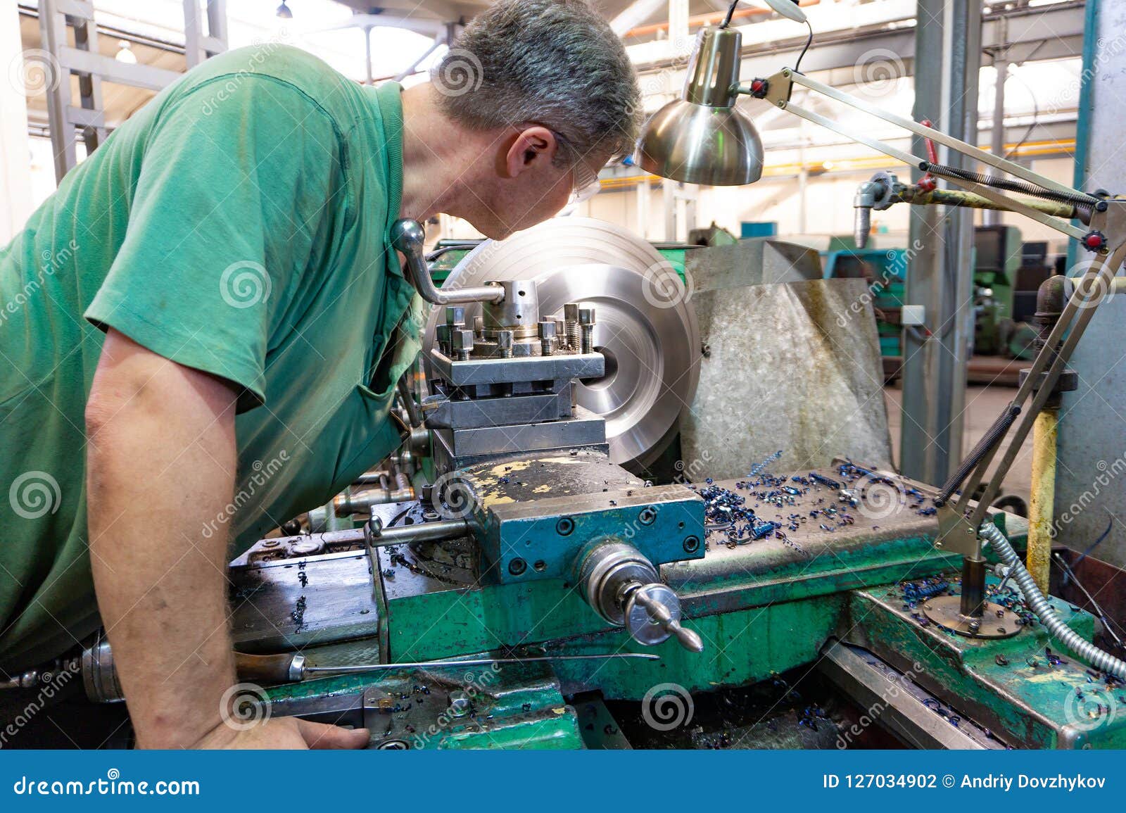 The Worker, the Man, Makes Mechanical Actions of the Machine Control ...