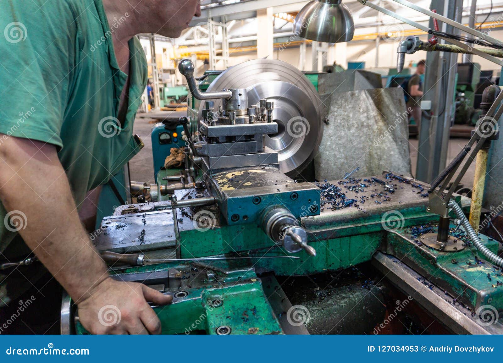 The Worker, the Man, Makes Mechanical Actions of the Machine Control ...