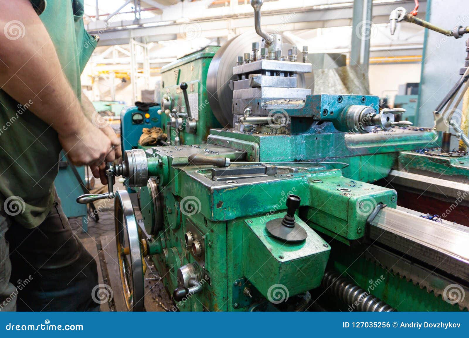 The Worker, the Man, Makes Mechanical Actions of the Machine Control ...