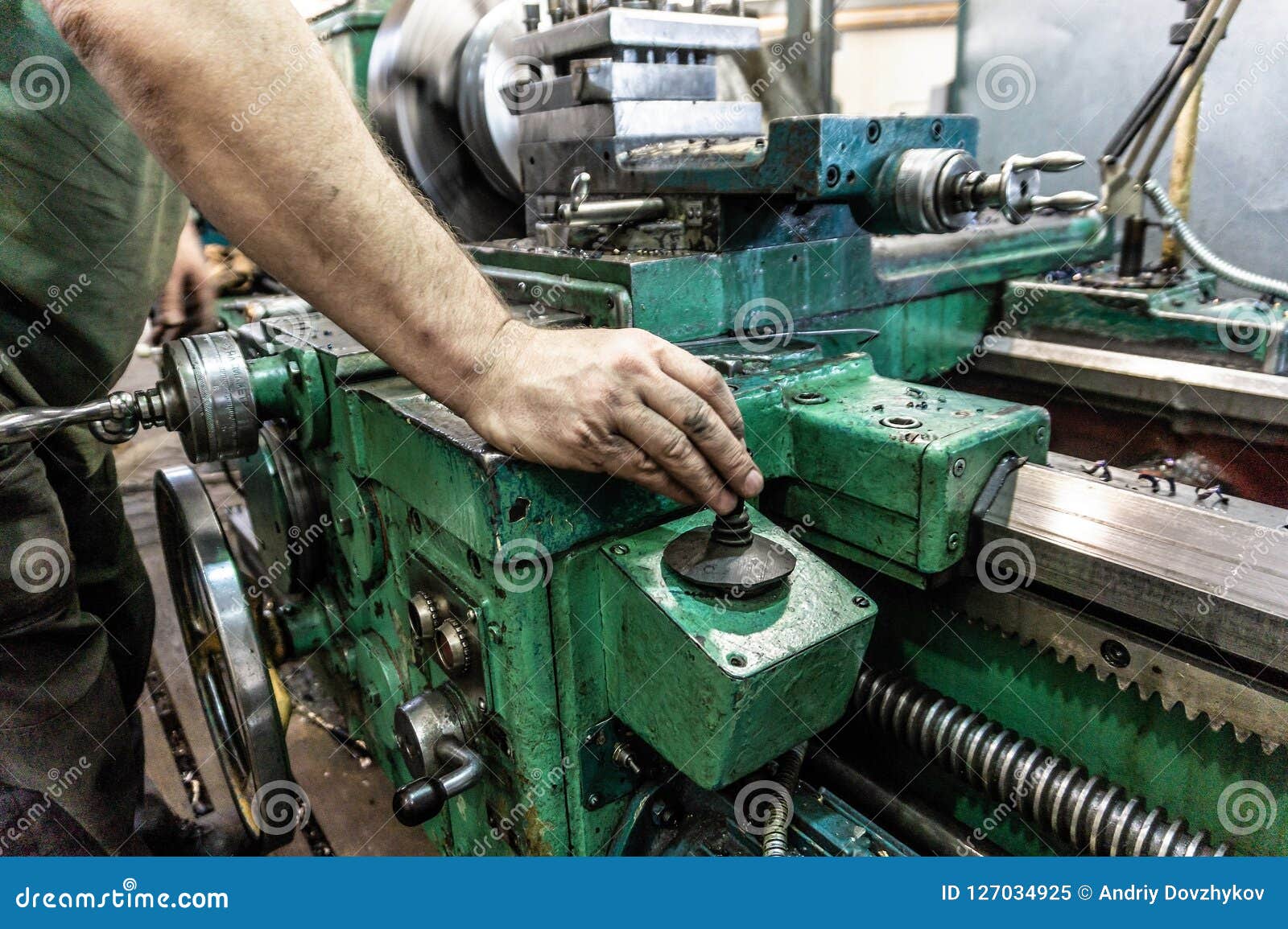 The Worker, the Man, Makes Mechanical Actions of the Machine Control ...
