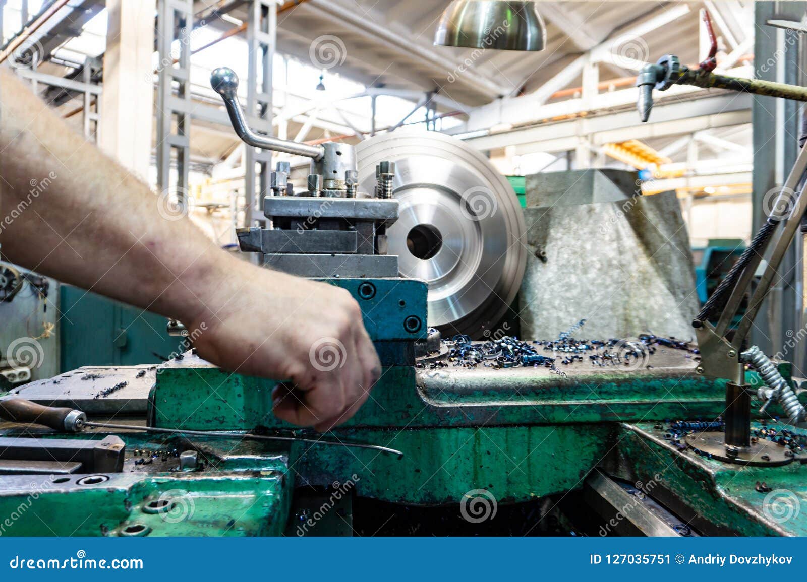 The Worker, the Man, Makes Mechanical Actions of the Machine Control ...