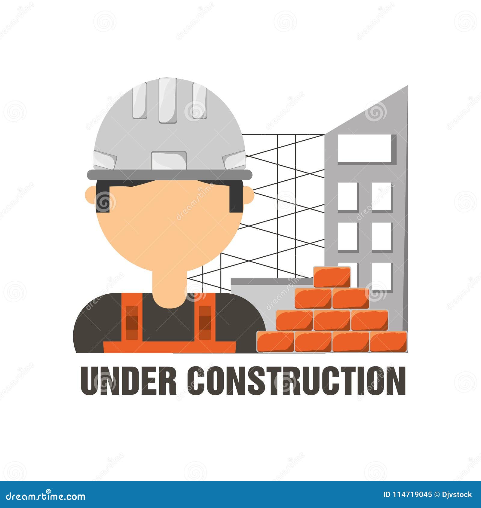 Worker Man Under Construction Concept Stock Vector - Illustration of ...