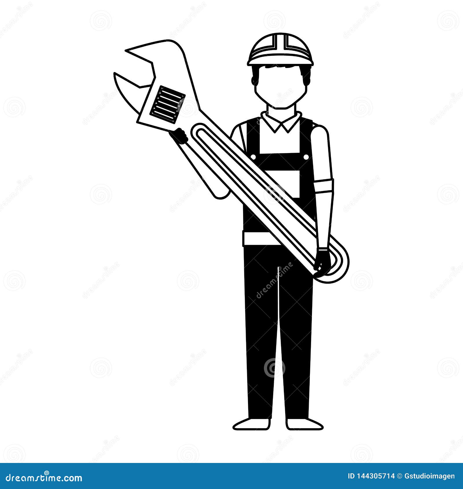 Worker Man with Wrench Tool Stock Vector - Illustration of background ...