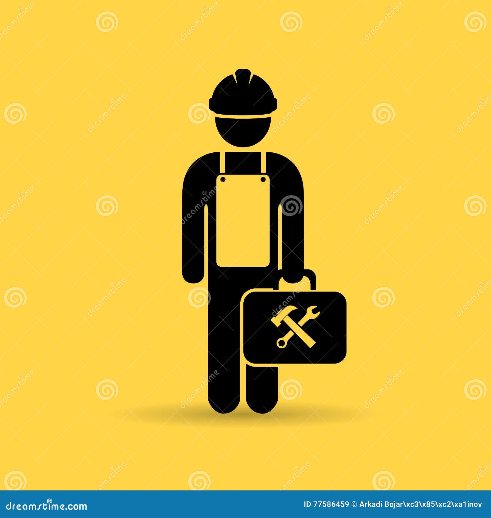 Worker man stock vector. Illustration of helmet, emblem - 77586459