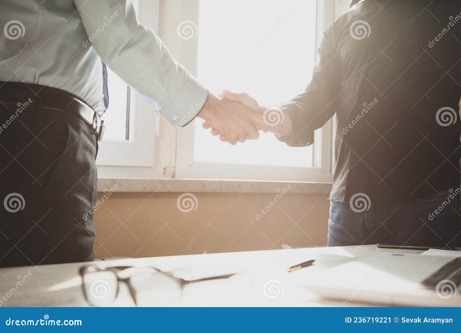 Worker Mans Hands In Gloves Hammer Iron Construct Into Cement Solution ...