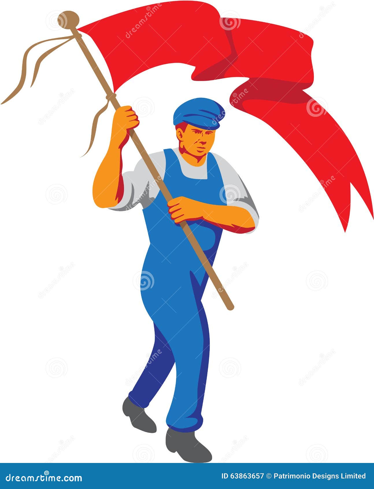 Flag Bearer Poster USSR Cartoon Vector | CartoonDealer.com #66459109