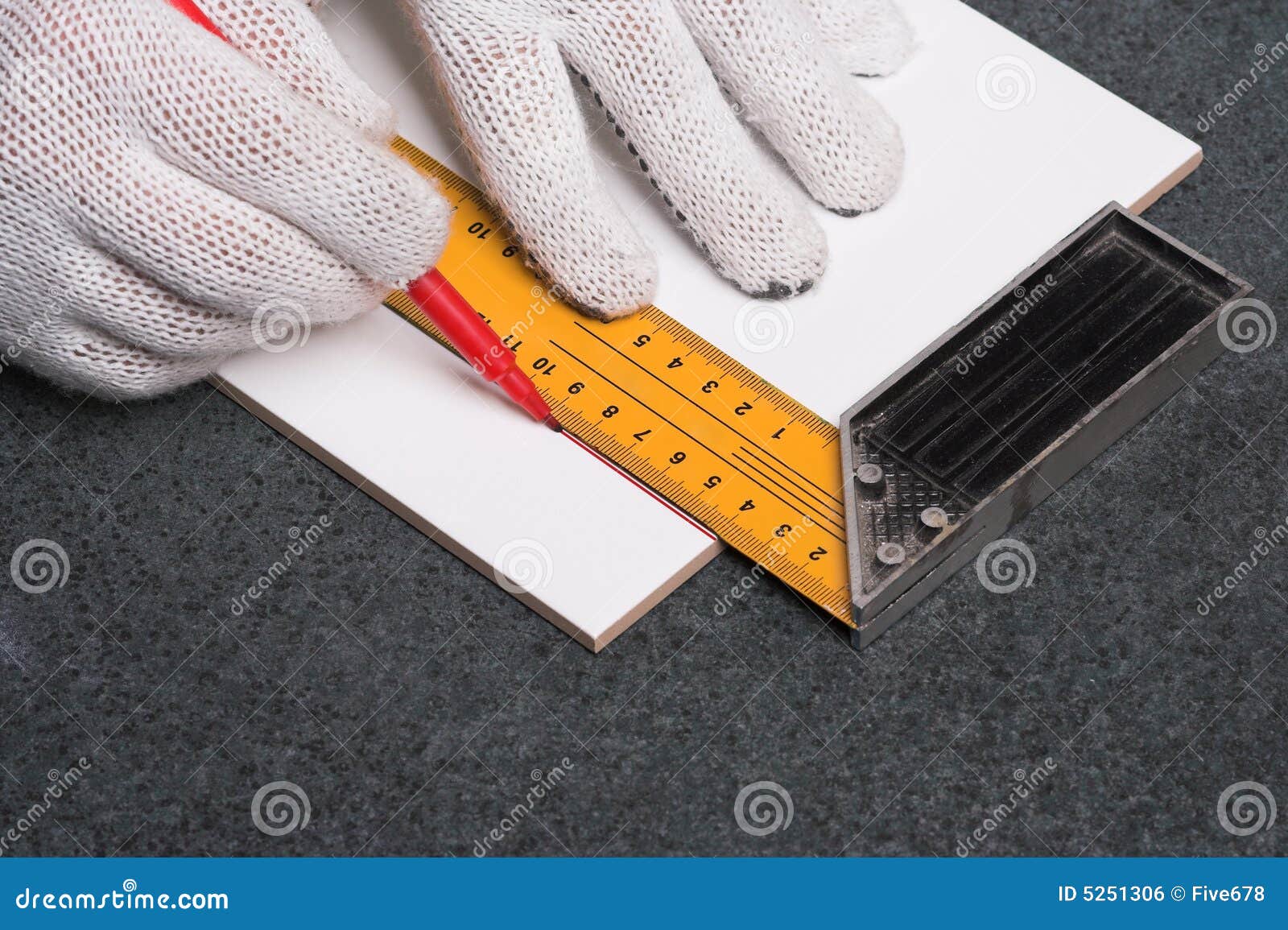 Worker Marking a Ceramic Tile Stock Photo - Image of tile, ceramic: 5251306