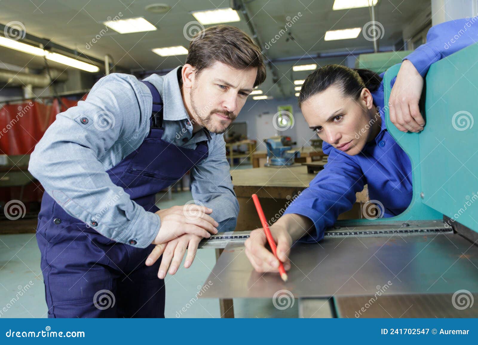 Worker Marking Position on Sheet Metal Stock Image - Image of manual ...