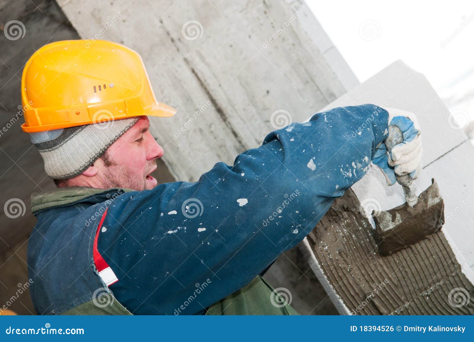 Worker Mason at Bricklaying Work Stock Photo - Image of equipment ...