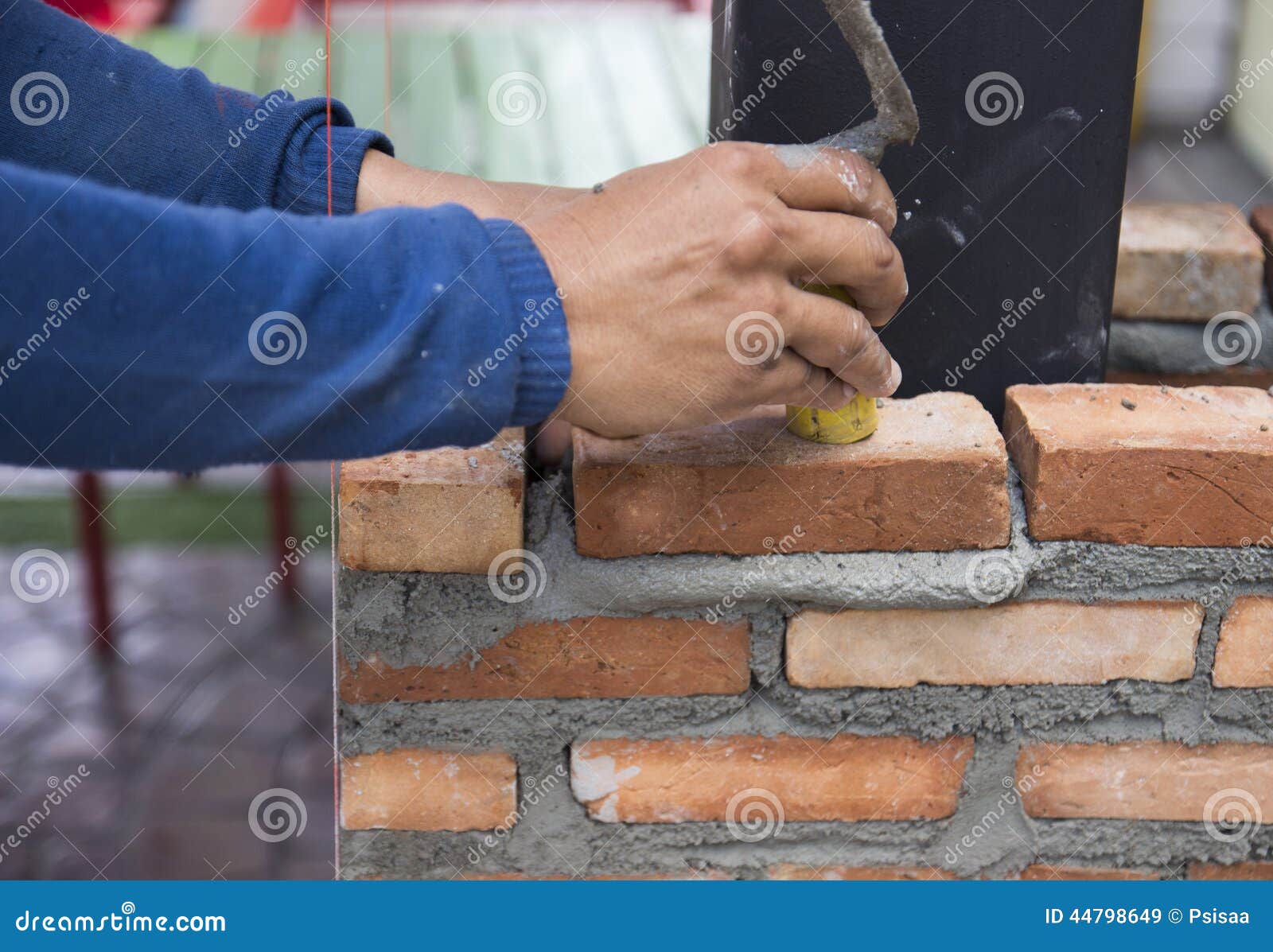 The Worker is Masoning the Brick Stock Image - Image of house ...